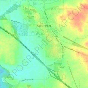 Center Point topographic map, elevation, terrain