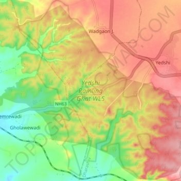 Yedshi Ramling Ghat WLS topographic map, elevation, terrain