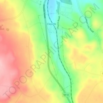 Village of Clayville topographic map, elevation, terrain
