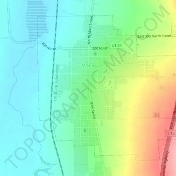Mona topographic map, elevation, terrain