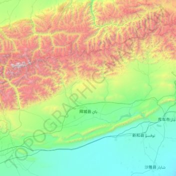 Baicheng County topographic map, elevation, terrain
