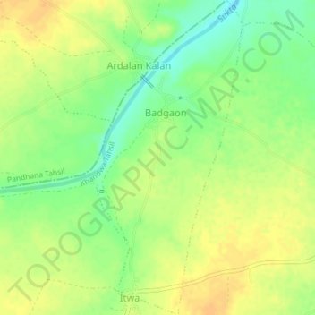 Badgaon topographic map, elevation, terrain
