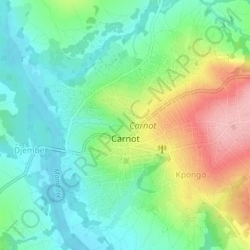 Carnot topographic map, elevation, terrain