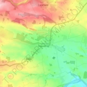 Staindrop topographic map, elevation, terrain