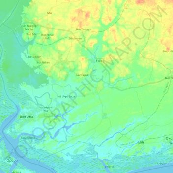 Ikot Abasi topographic map, elevation, terrain