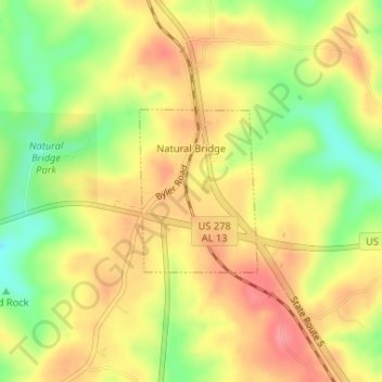 Natural Bridge topographic map, elevation, terrain