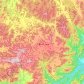 Daringbadi topographic map, elevation, terrain