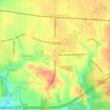 Lisbon topographic map, elevation, terrain