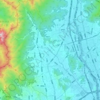 Gangbuk-gu topographic map, elevation, terrain