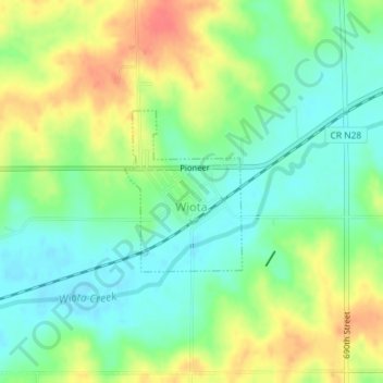 Wiota topographic map, elevation, terrain