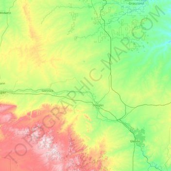 Converse County topographic map, elevation, terrain