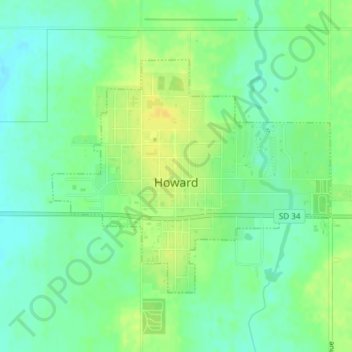 Howard topographic map, elevation, terrain