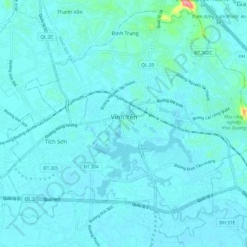 Vĩnh Yên topographic map, elevation, terrain