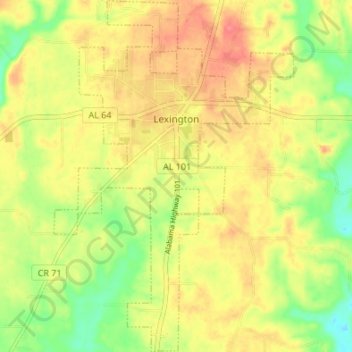Lexington topographic map, elevation, terrain