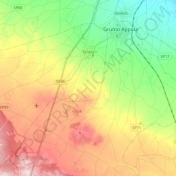Toritto topographic map, elevation, terrain