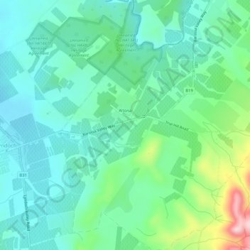 Altona topographic map, elevation, terrain