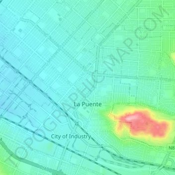 La Puente topographic map, elevation, terrain