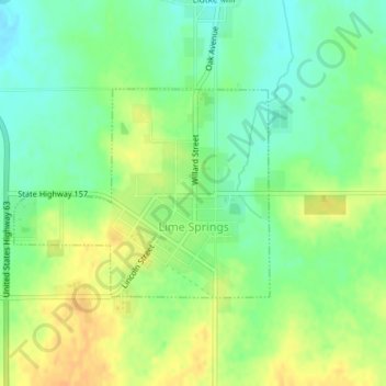 Lime Springs topographic map, elevation, terrain