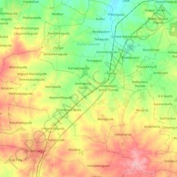 Kothur mandal topographic map, elevation, terrain