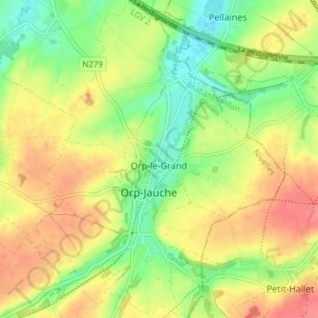 Orp-le-Grand topographic map, elevation, terrain