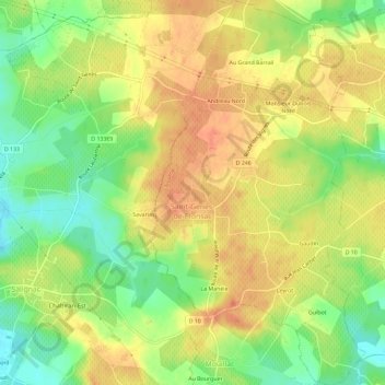 Saint-Genès-de-Fronsac topographic map, elevation, terrain