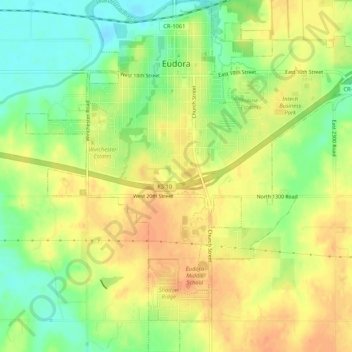 Eudora topographic map, elevation, terrain