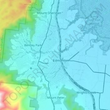 Edmonton topographic map, elevation, terrain