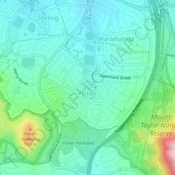 Fisher topographic map, elevation, terrain