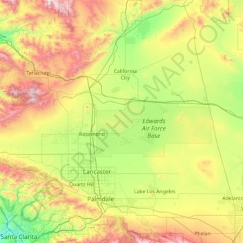Antelope Valley topographic map, elevation, terrain