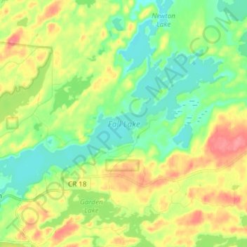 Fall Lake topographic map, elevation, terrain
