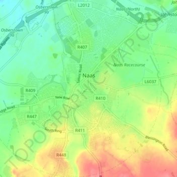 Naas topographic map, elevation, terrain