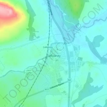 Collooney topographic map, elevation, terrain