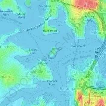 Goat Island topographic map, elevation, terrain