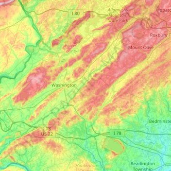 Musconetcong River topographic map, elevation, terrain