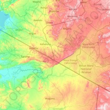 Mara River topographic map, elevation, terrain