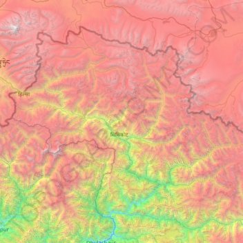 Humla topographic map, elevation, terrain