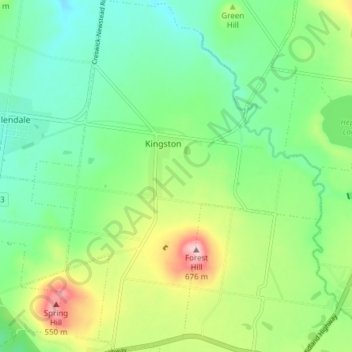 Kingston topographic map, elevation, terrain