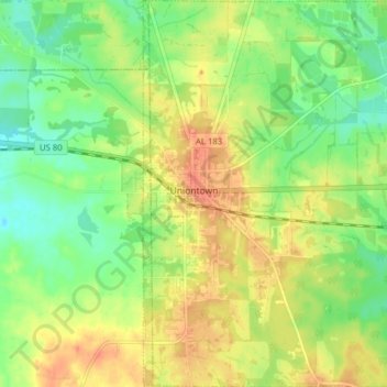 Uniontown topographic map, elevation, terrain
