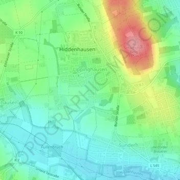 Lippinghausen topographic map, elevation, terrain