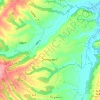 Sinosevic topographic map, elevation, terrain