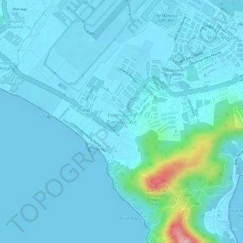 Permatang Damar Laut topographic map, elevation, terrain
