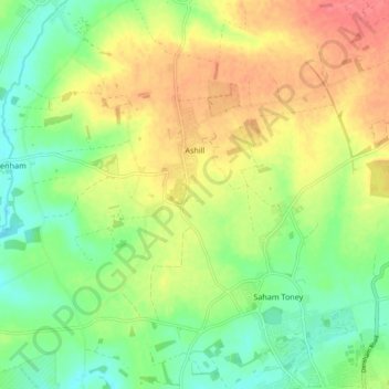 Ashill topographic map, elevation, terrain