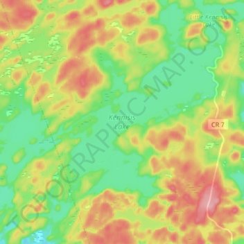 Kennisis Lake topographic map, elevation, terrain