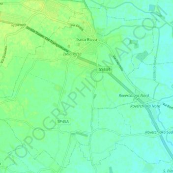Isola Rizza topographic map, elevation, terrain