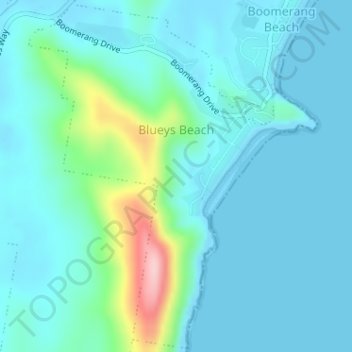 Blueys Beach topographic map, elevation, terrain