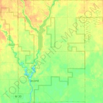 Secord Township topographic map, elevation, terrain