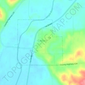 Castana topographic map, elevation, terrain