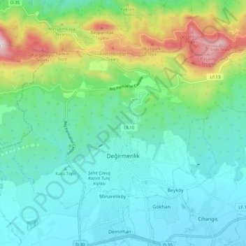 Kythrea topographic map, elevation, terrain
