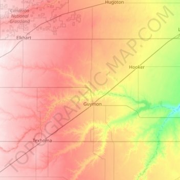 Texas County topographic map, elevation, terrain