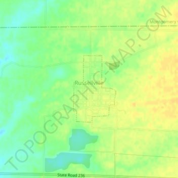 Russellville topographic map, elevation, terrain